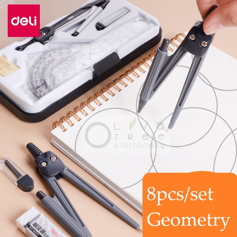 8pcs/set Geometry Compasses Ruler Protractor, Drawing Math Study Tool ...