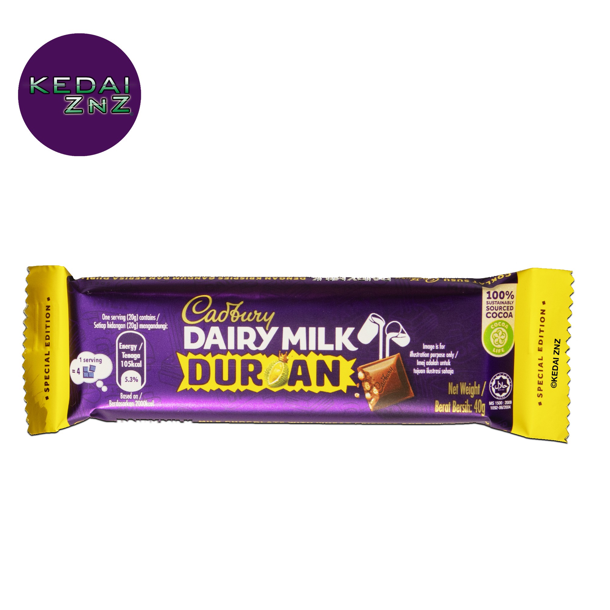 Chocolate Cadbury Dairy Milk DURIAN Chocolate Bar 40g Coklat | BeeCost