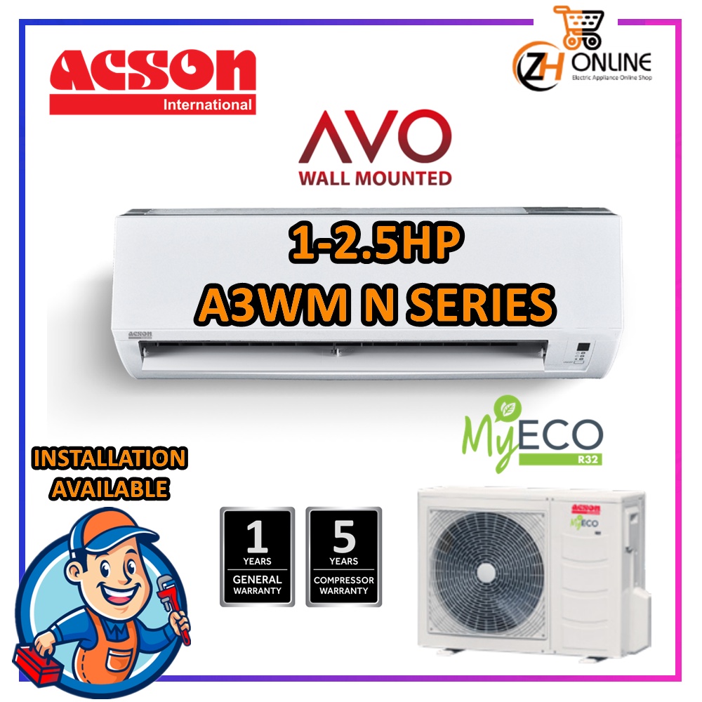 R32 ACSON 1HP - 3HP MyEco Air Conditioner A3WM AVO SERIES A3WM10N A3WM15N A3WM20N A3WM25N ...