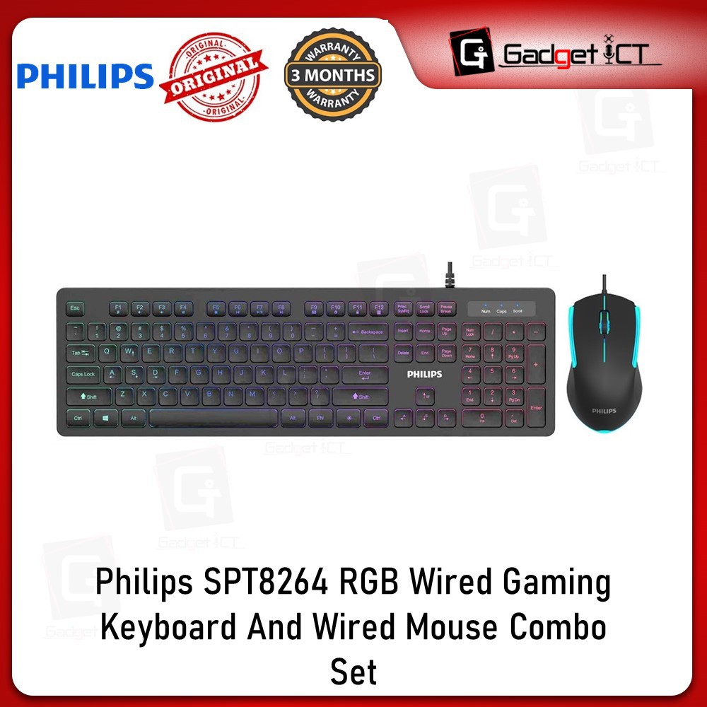 Philips SPT8264 RGB Wired Gaming Keyboard And Wired Mouse Combo Set ...