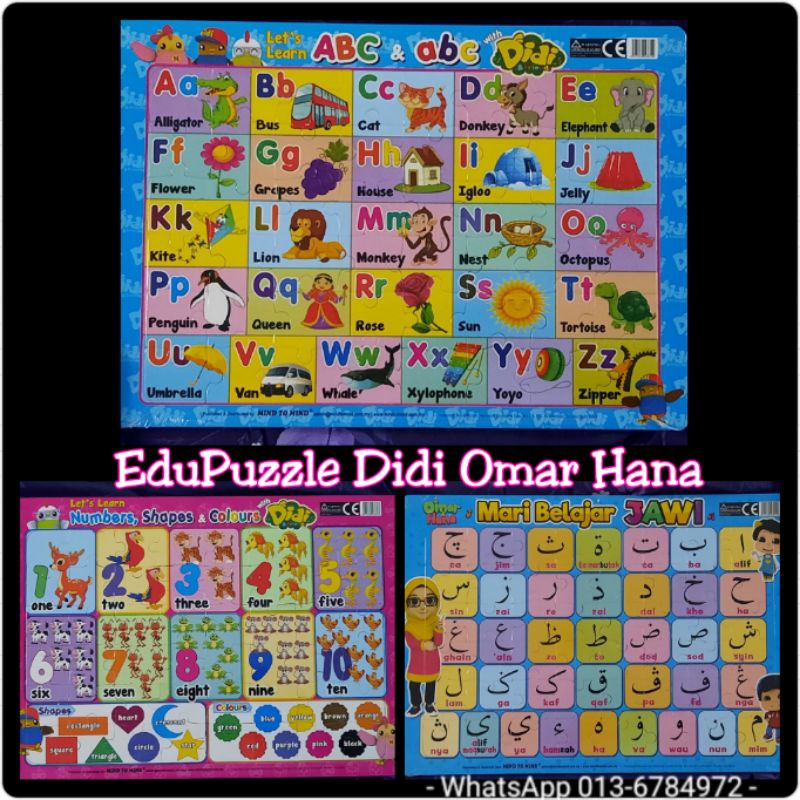 PUZZLE BESAR DIDI OMAR HANA ABC 123 JAWI Large Educational Puzzle Board ...