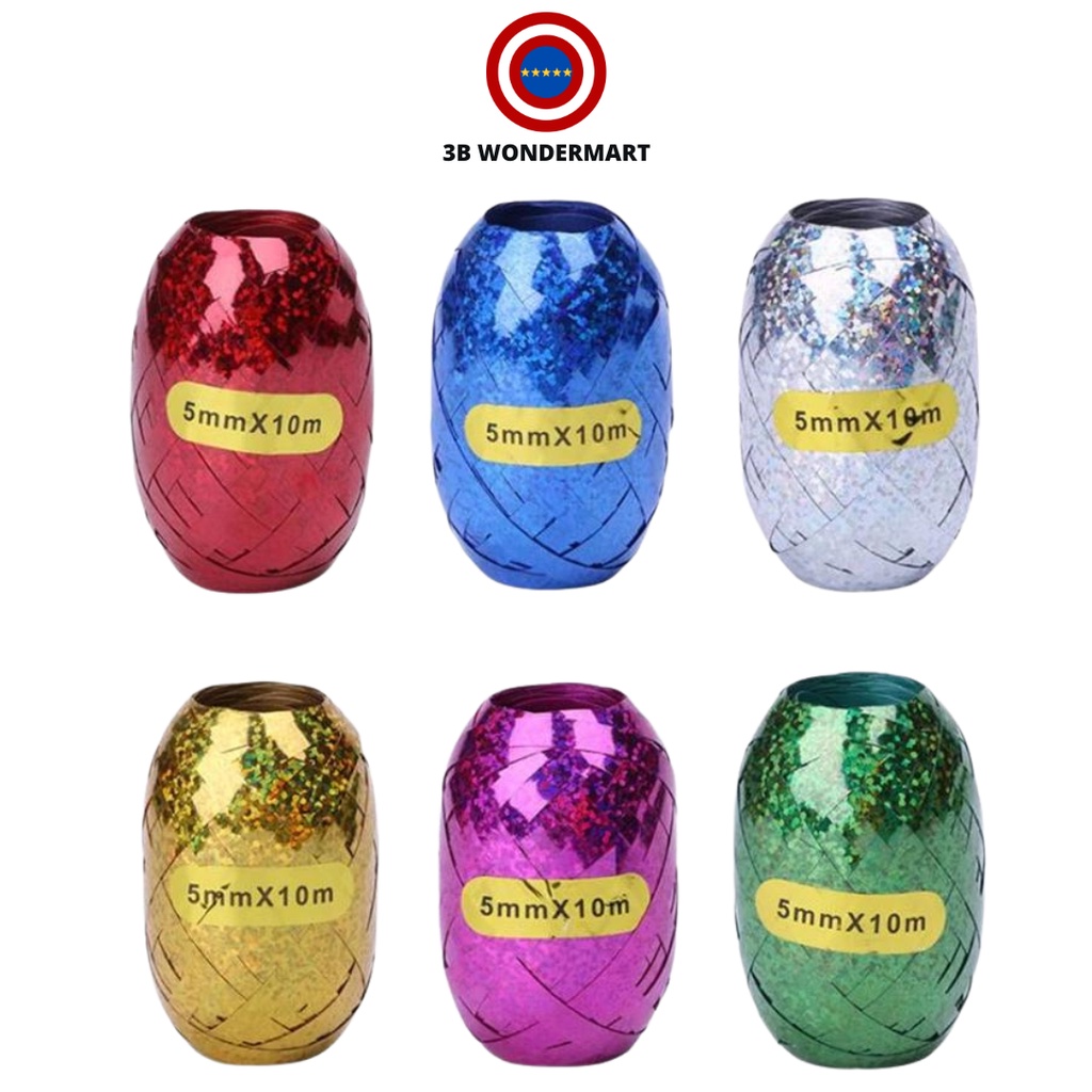 6pcs/Bag 10M Laser Shiny Curl Ribbon Roll Balloon Streamer Rope ...