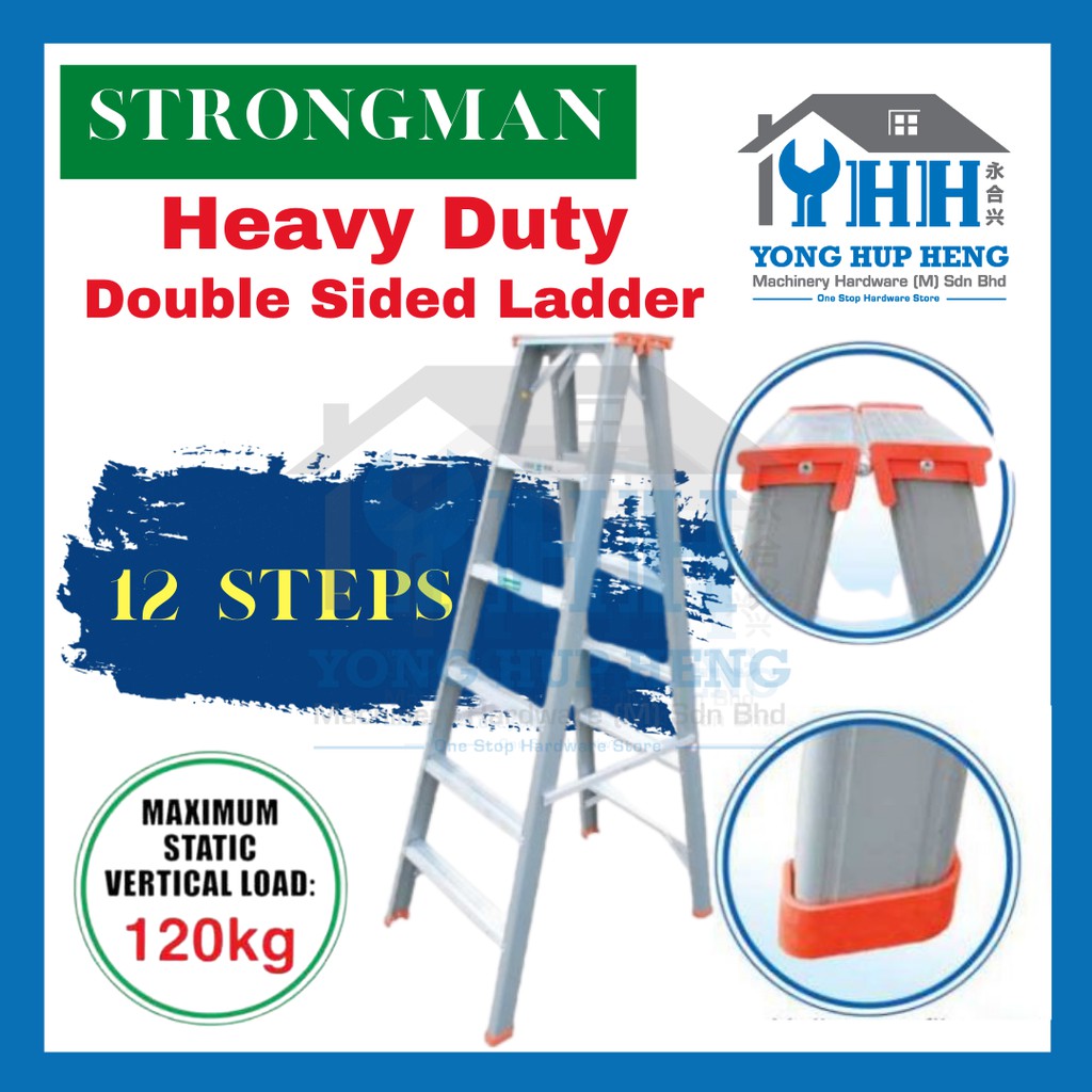 Super Heavy Duty 12 steps STRONGMAN Double Sided Ladder | Shopee Malaysia