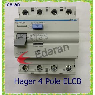 HAGER 4 Pole ELCB / RCCB 63A 30mA , 100mA Or 300mA (SIRIM Approve) | Shopee Malaysia