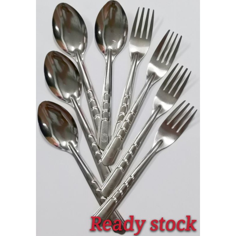 Economy 4 pcs Steel Spoon and Fork Cutlery / Sudu Garpu Besi | Shopee ...