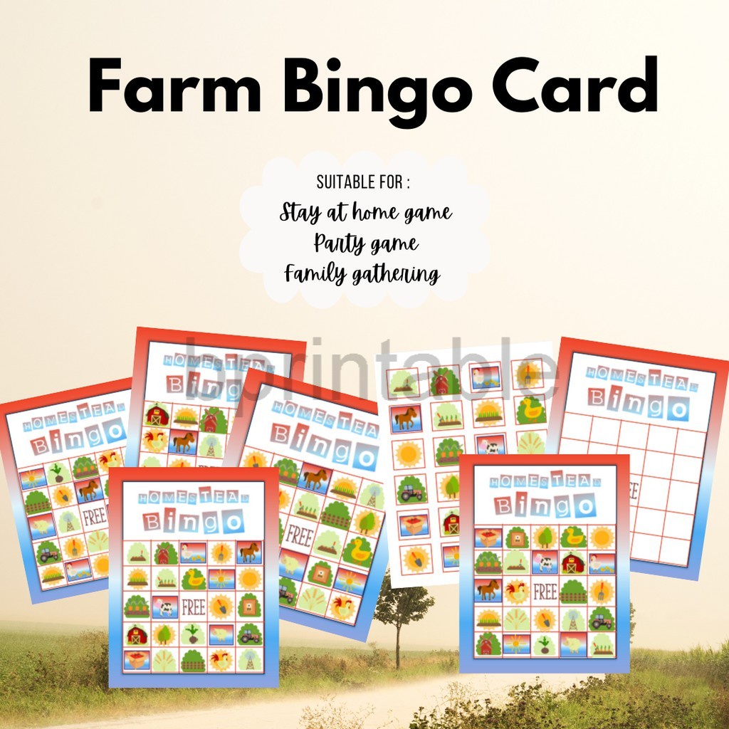 [PDF] Farm Bingo Game Printables - Kid's Printable Bingo Game - Bingo ...