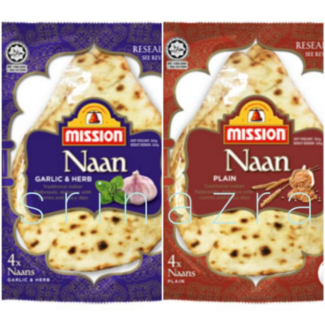 MISSION Naan Bread Roti Nan Plain / Garlic & Herbs Bawang Putih Herba ...
