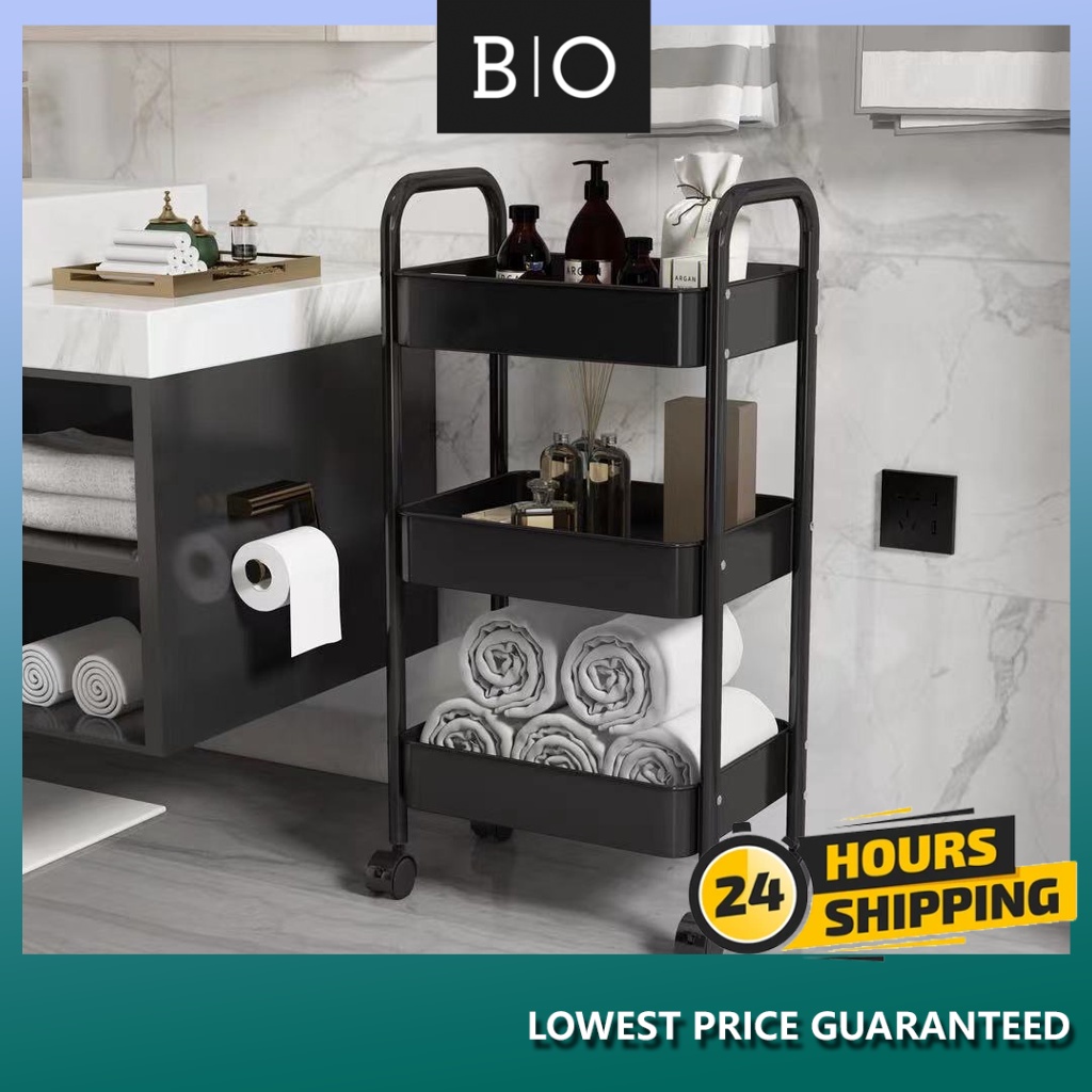 Ready Stock 3 Tier Multipurpose Storage Rack Trolley Rack with Wheel ...