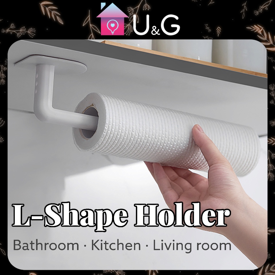 UG L-Shape Holder Multifunction Rack Roll Paper Rack Wall Holder Hanger ...