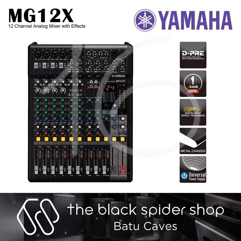 (Ready Stock)Original Yamaha Mixer Mixing Console MG12X 12 Channel ...