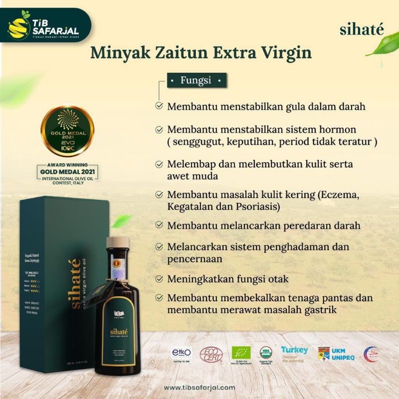 MINYAK ZAITUN EXTRA VIRGIN SIHATE (EVOO) | Shopee Malaysia