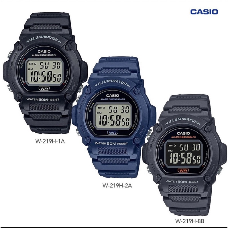*100% Authentic* Casio W-219H (W219H) Series Standard Digital Resin ...