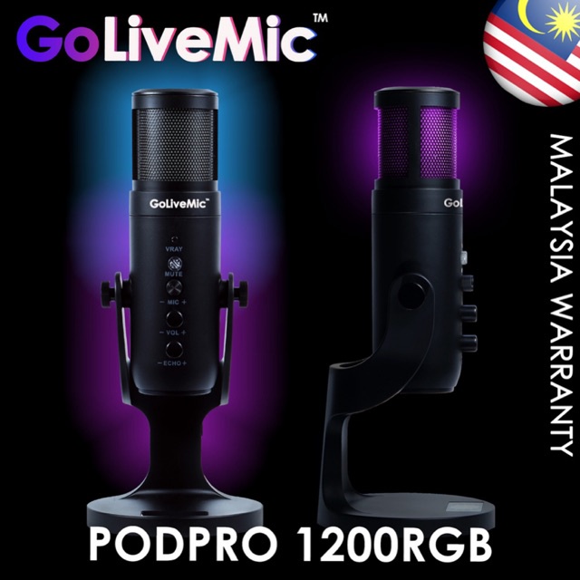GoliveMic Podpro 1200 RGB Condenser Microphone for Gaming, Zoom Meeting ...