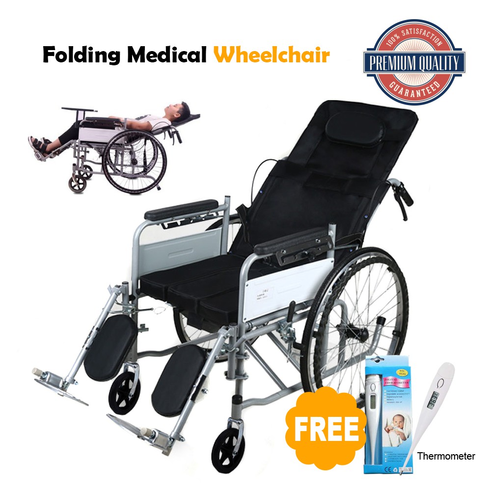 ZEEBE Disabled OKU High Back Lay Reclining Folding Medical Wheelchair ...