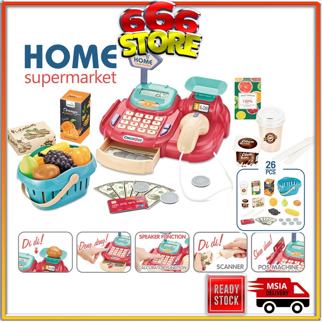 [New Arrival] Pretend Play Cashier Machine Game Set Home Supermarket ...