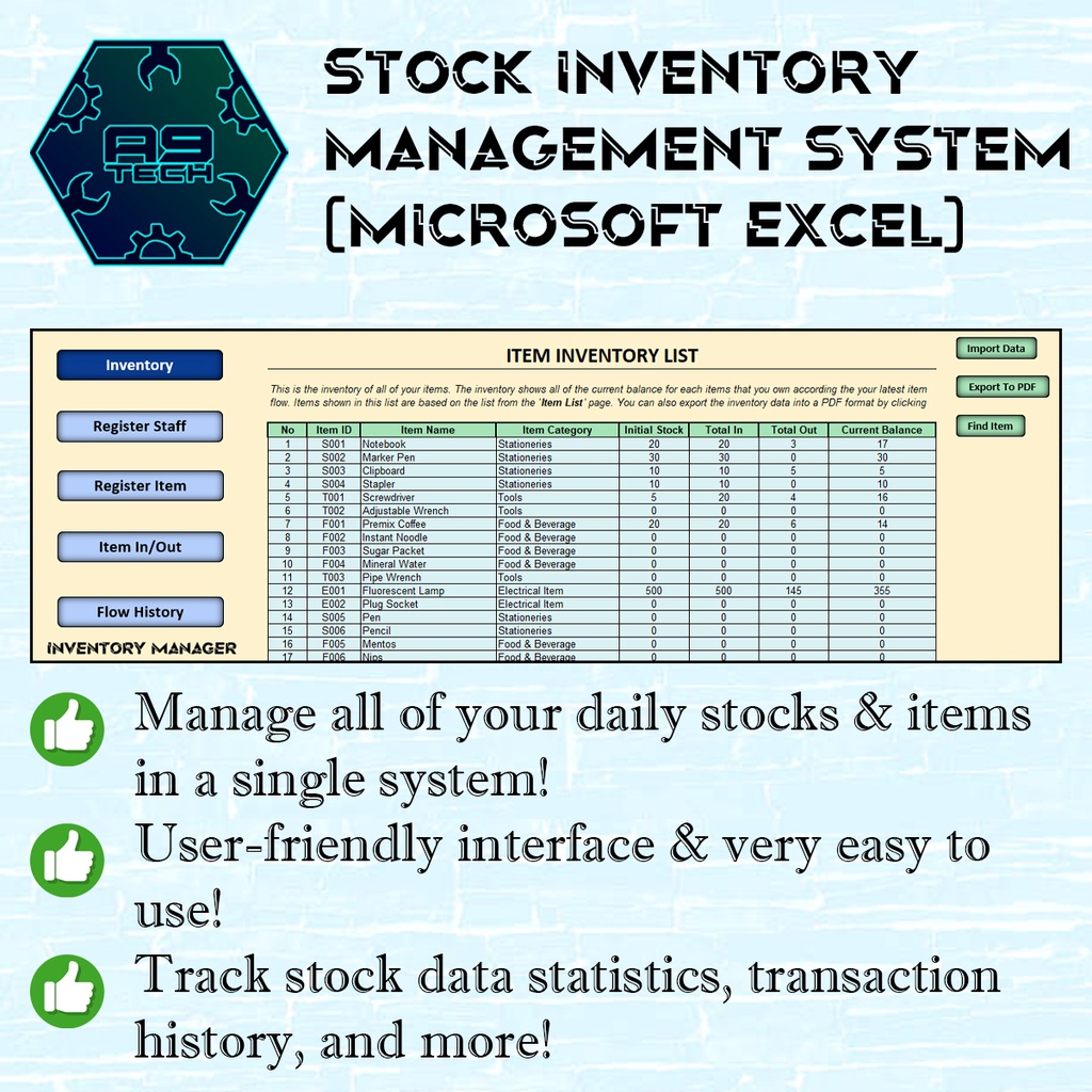 Stock Inventory Management System (Microsoft Excel) | Shopee Malaysia