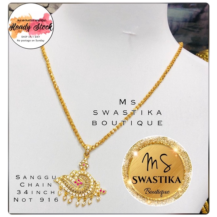 CUSTOMISED SANGU PENDANT CHAIN (34inch)(GOLDPLATED)(READY STOCK ...