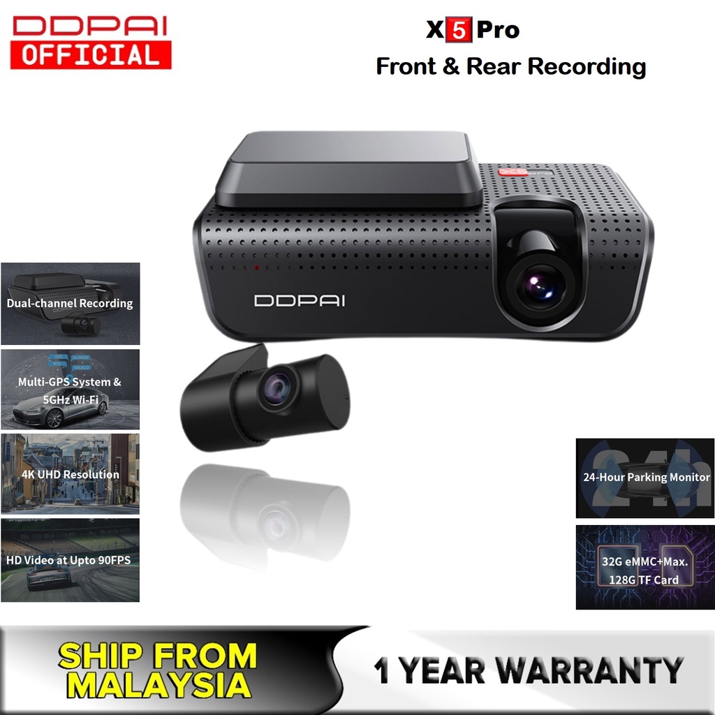 [FREE INSTALLATION] DDPAI X5 Pro 4K Dash Cam Dual Car Camera Recorder ...
