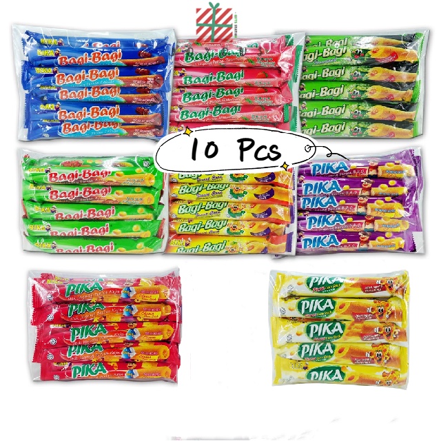 10Pcs Bika Bagi-Bagi Pika [Chocolate/Strawberry/Seaweed/Chicken/Sweet ...