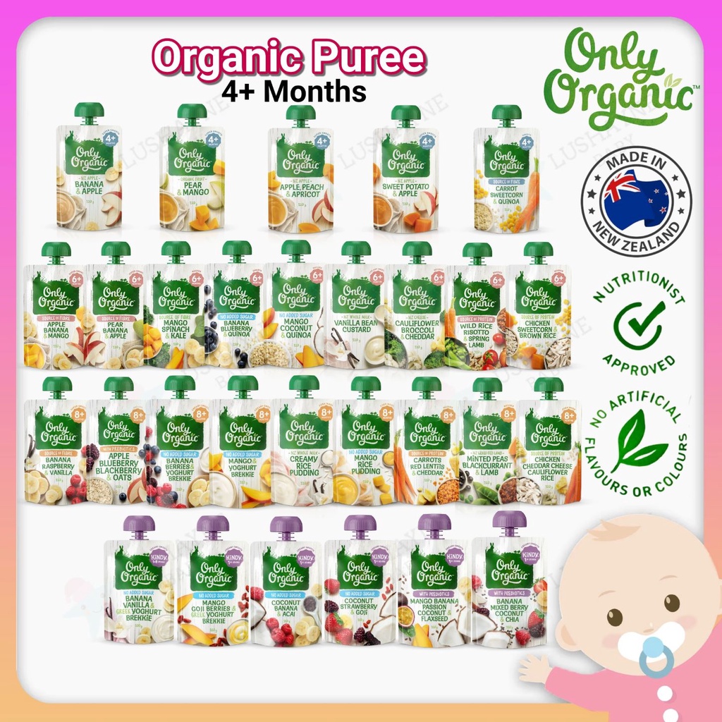Only Organic Fruit Vegetable Baby Puree Food 4 Months 6 Months 120g ...