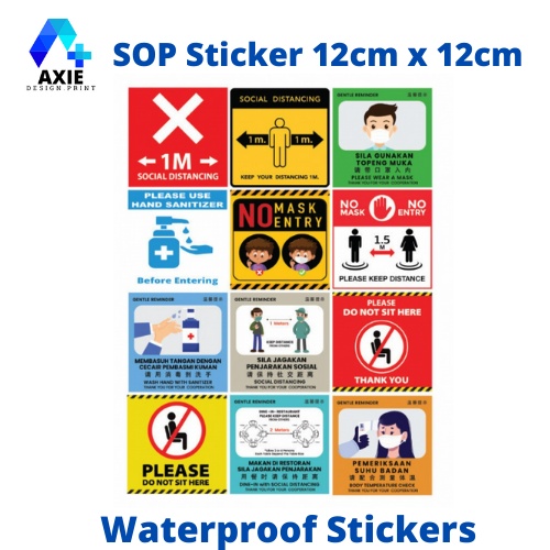 SOP Sticker / Social Distancing Attention Decal Sticker Water Proof ...