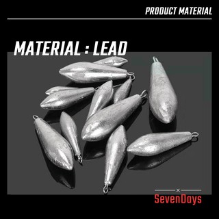 [5 PCS] Long Drop Lead Sinker (10g - 200g) Batu Ladung Timah Pancing ...