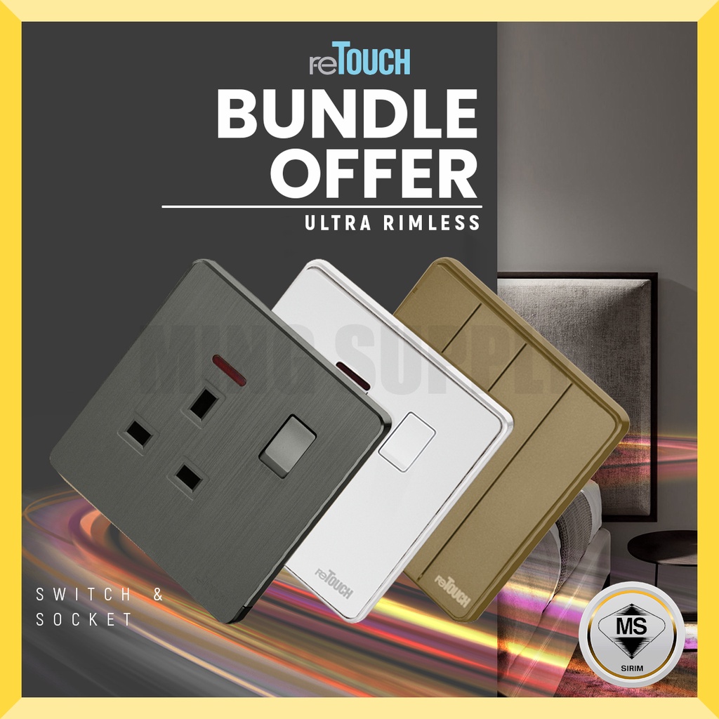 MS_ SIRIM reTouch Ultra Rimless White Modern Socket Wall Switch Door ...