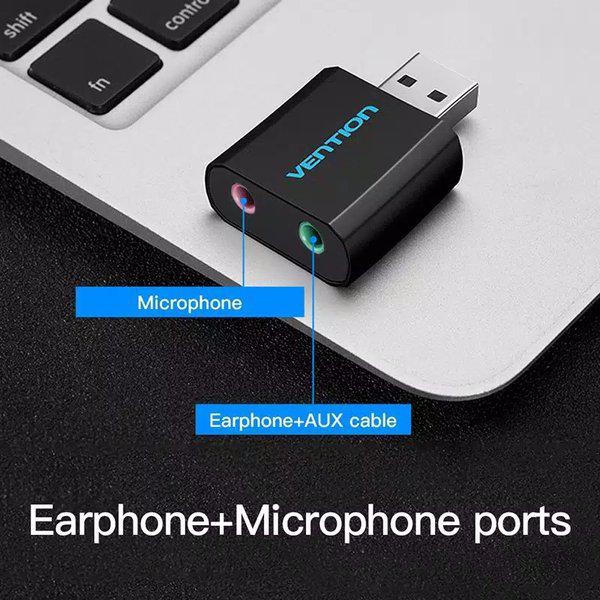 Vention Sound Card Converter Usb To 3.5mm Jack Audio Splitter For ...