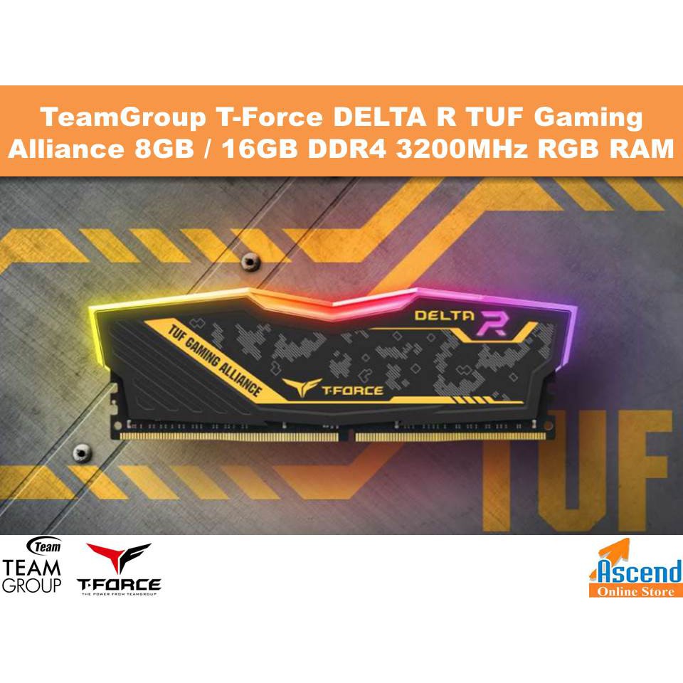 TeamGroup T-Force DELTA R TUF Gaming Alliance 8GB / 16GB DDR4 3200MHz ...