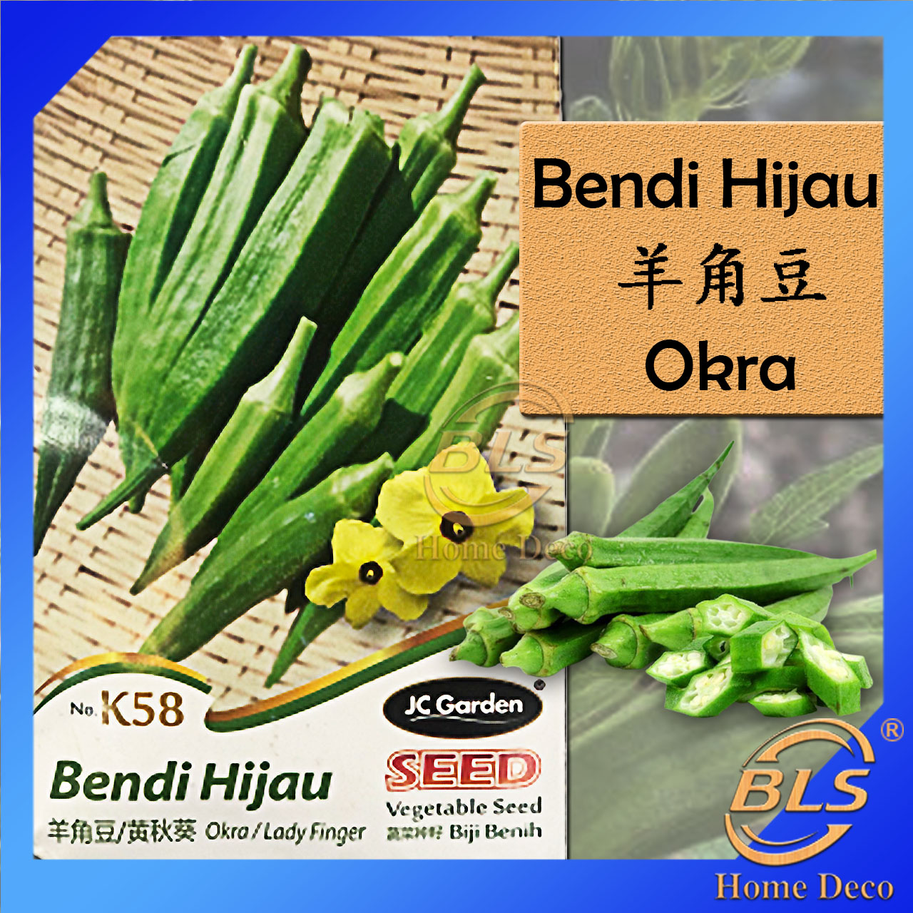 K58 OKRA / LADY FINGER JC GARDEN VEGETABLE SEED BIJI BENIH BENDI HIJAU ...