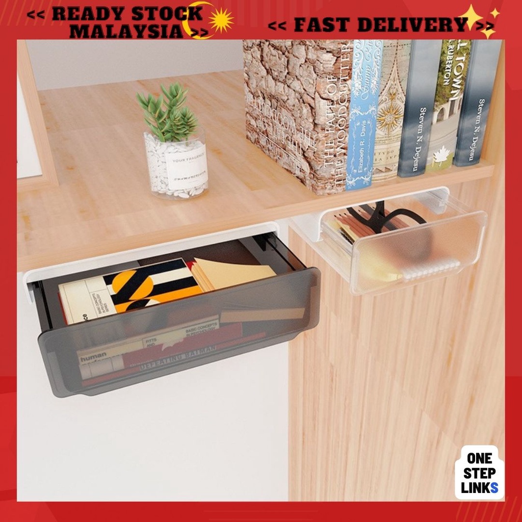 Under Table Desk Drawer Stationary Box Self-adhesive Under-drawer ...