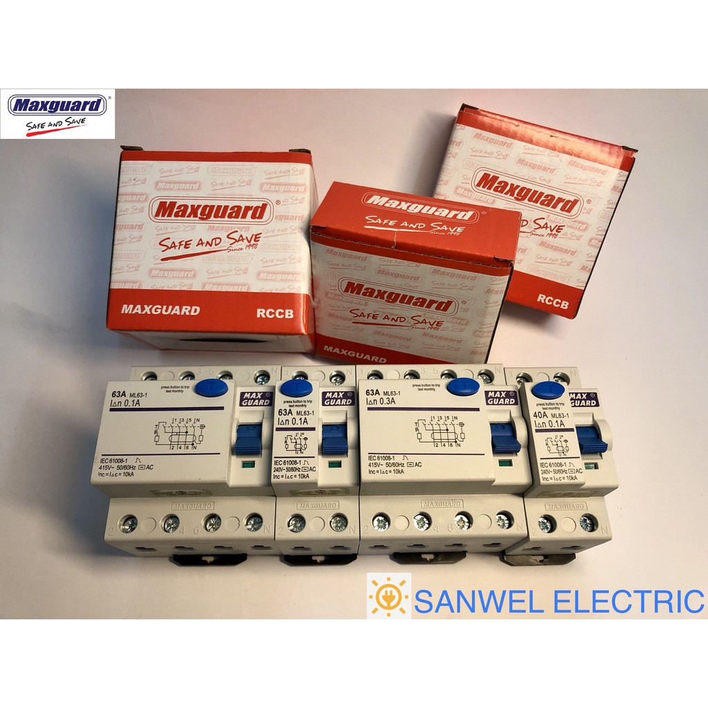Maxguard 40A/63A 2P & 4P 100mA 300mA RCCB (ELCB) | Shopee Malaysia