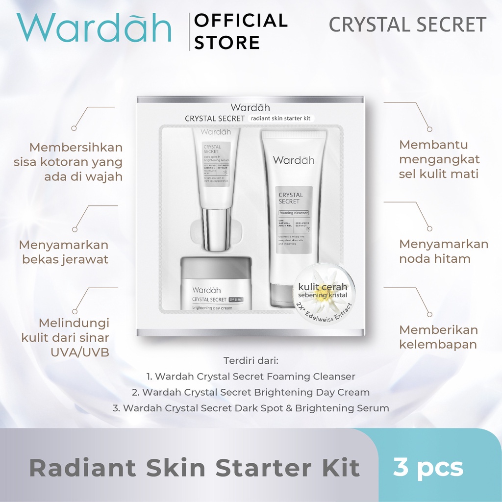 Wardah Crystal Secret Radiant Skin Starter Kit Foaming Cleanser ...