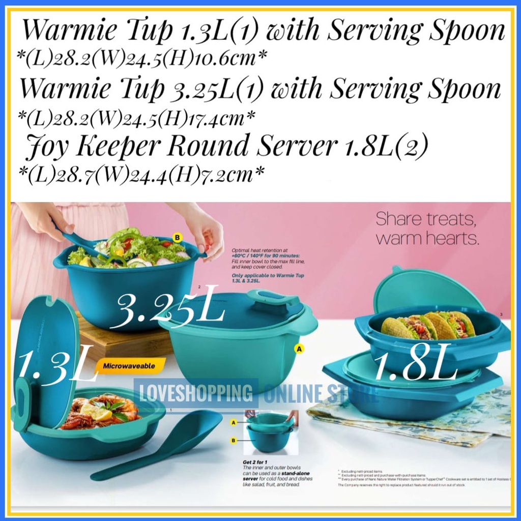 Tupperware Warmie Tup Set - 3.25L with spoon (1) / Wamie Tup 1.3L with ...