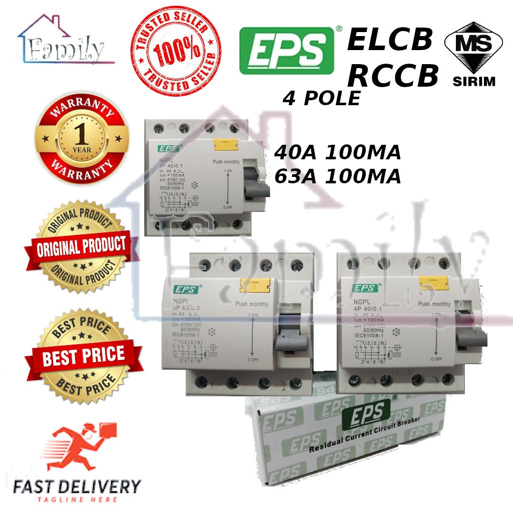 EPS 4 POLE 40A / 63A 100MA RCCB / ELCB | Shopee Malaysia EPS 4 POLE 40A / 63A 100MA RCCB / ELCB | Shopee Malaysia