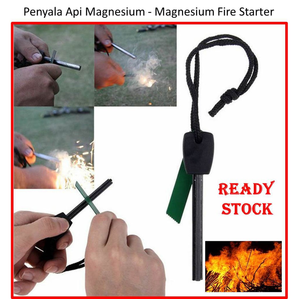 Penyala api magnesium / Magnesium Flint Scraper Stone Fire Starter ...
