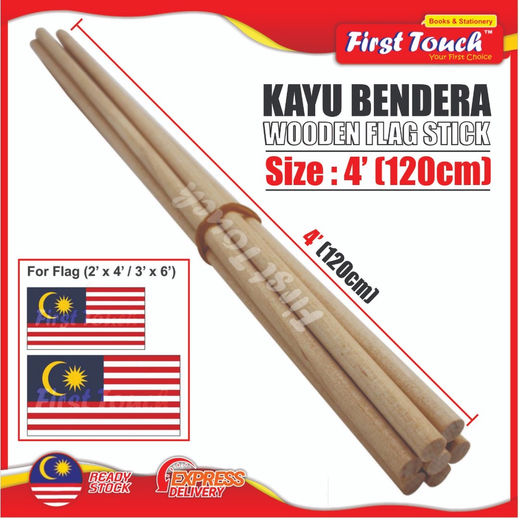 Flag Wood / Kayu Bendera / Wooden Flag Stick (4FT) | Shopee Malaysia