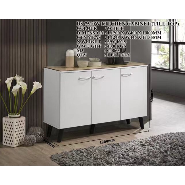 120CM 3 Door Kitchen Cabinet /Almari Dapur Gas/ Gas Cabinet With Tiles ...