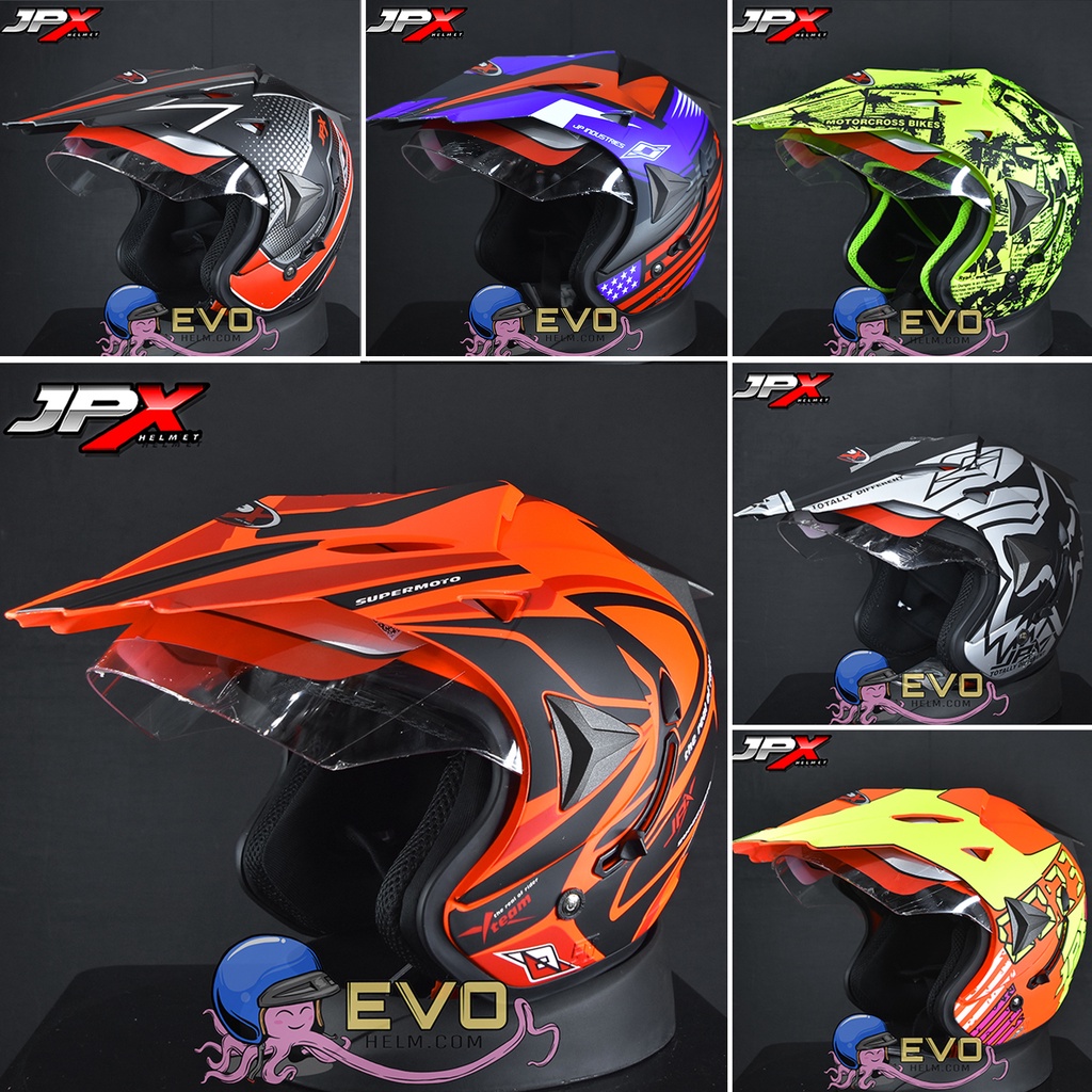 Helmet JPX SUPERMOTO X Teaam - FLUO RED DOFF / BLACK ORIGINAL Helmet ...