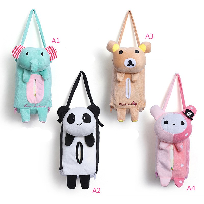 Cartoon tissue box portable cute wall hanging tissue box plush toys ...