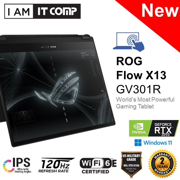 Asus ROG Flow X13 GV301R-CLJ056W 13.4" Gaming Tablet ( Ryzen7/16GB/512GB SSD/RTX3050/W11 ...