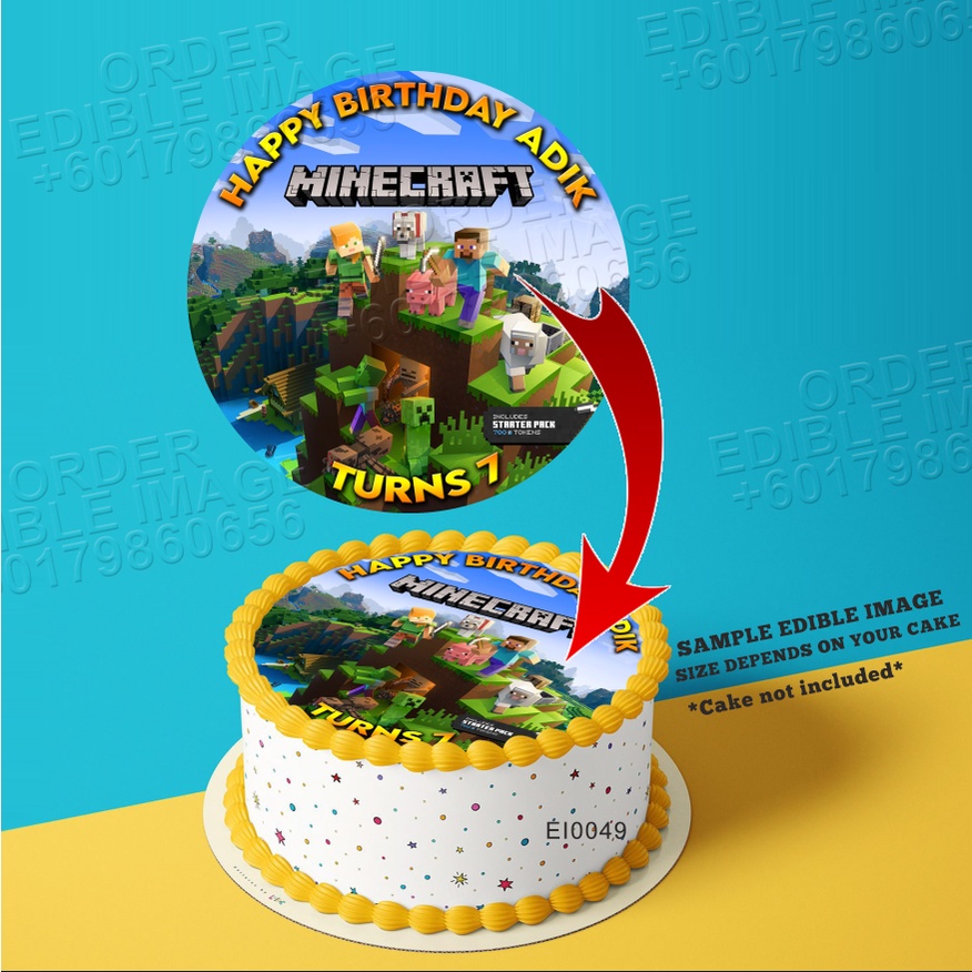 Printing EI Minecraft Edible Image Print Cake Photo Icing Paper ...