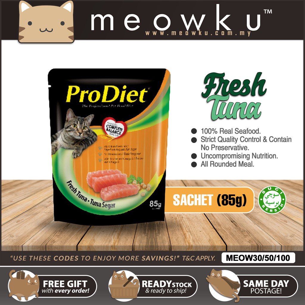 PRODIET® FRESH TUNA 85g Wet Cat Food Sachet Pouch For Adult (Makanan ...