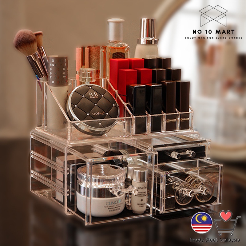 [READY STOCK] Clear Acrylic Cosmetic Storage Drawers Make Up Rack ...