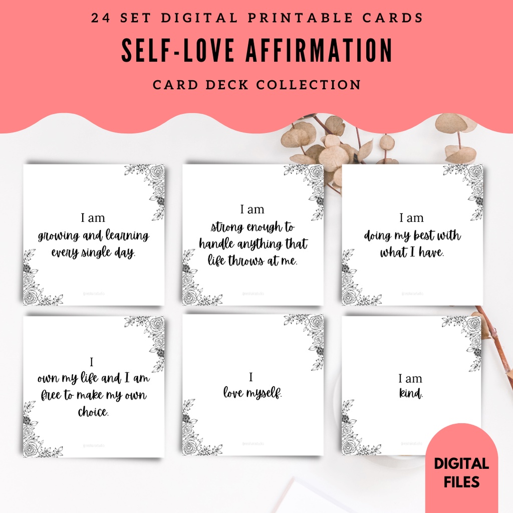24 Sets Self Love Affirmations Card Deck Printables | Shopee Malaysia