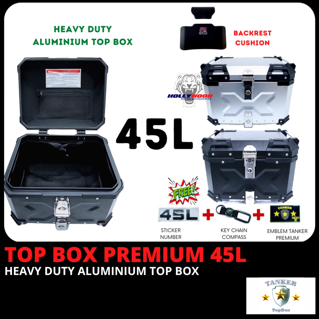 Tanker 45l Liter Top Box Heavy Duty Aluminium Import Include Monorack Baseplate For Rs Rsx Lc