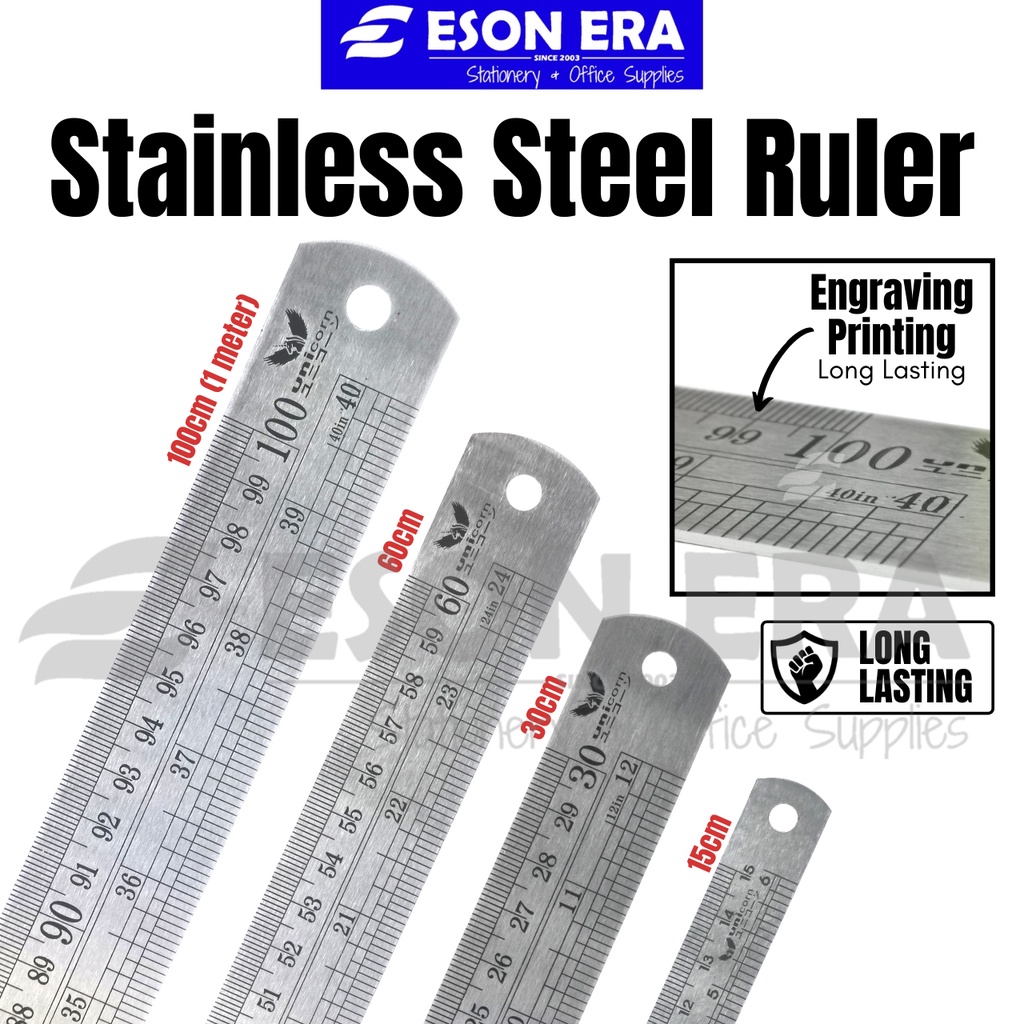 Unicorn Stainless Steel / Metal Ruler / Pembaris Besi 30cm / 60cm ...