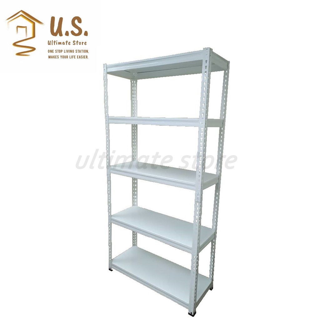 5-Tier White Steel Storage Rack Boltless Shelving Tier Height ...
