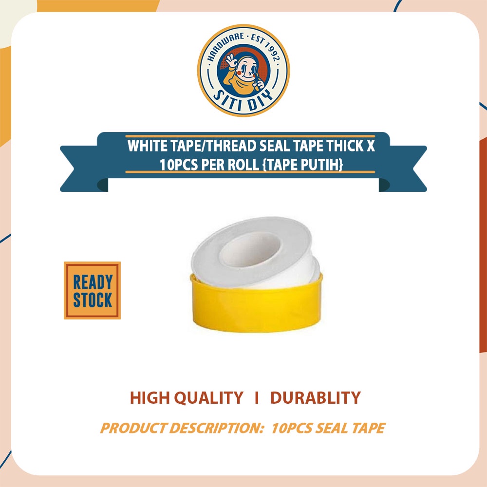 [SitiDIY] White Tape/Thread Seal Tape thick x 10pcs per roll {Tape ...