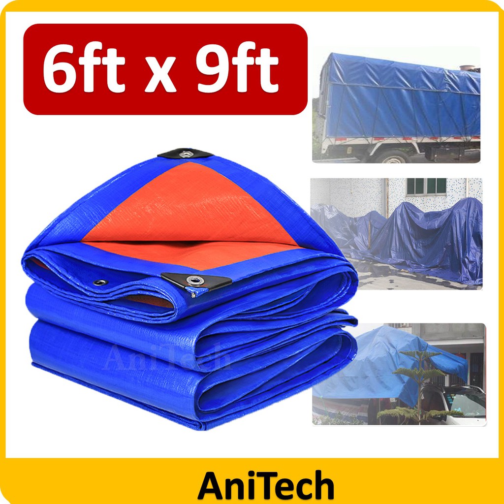 6ft x 9ft Waterproof Canvas Canopy Blue Orange Kanvas Khemah Pasar ...